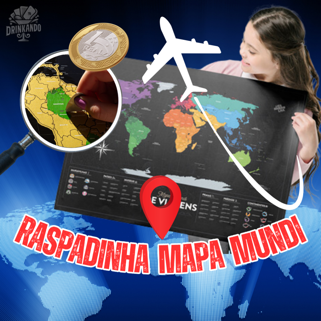 Mapa Mundi Raspadinha Lugares pra Conhecer - Viagem Milhas | Shopee Brasil