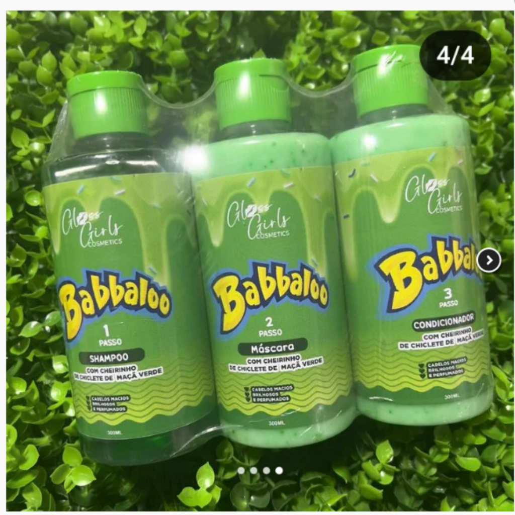 KIT CAPILAR BABBALOO CHICLETE MAÇÃ VERDE. 3 PASSOS SHAMPOO ...