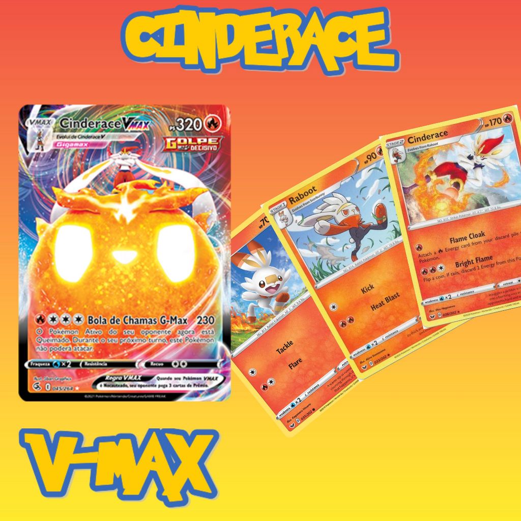 Cinderace V-MAX, Família Completa, e Cinderace Foil, Cartas Pokémon Em ...
