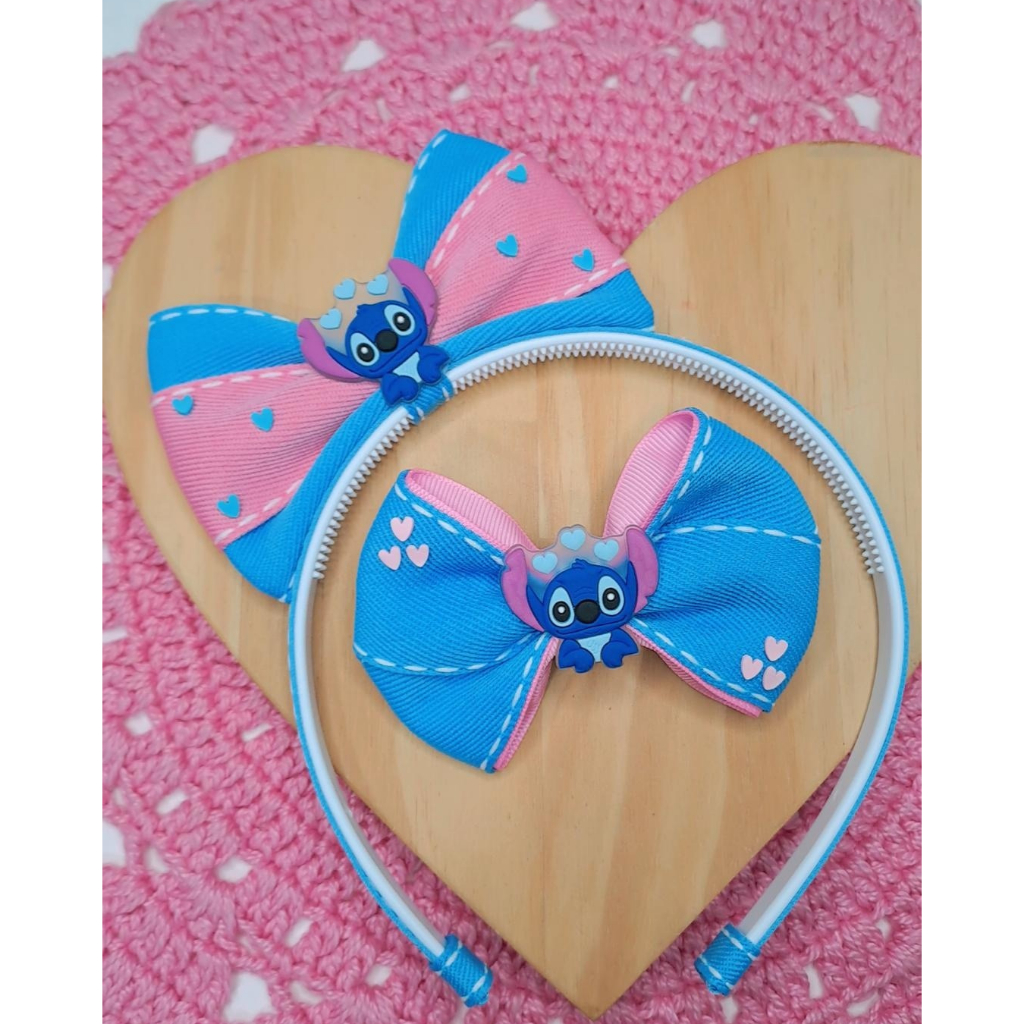 Tiara Infantil Lilo e Stitch Laço Stitch acessórios de cabelo menina ...