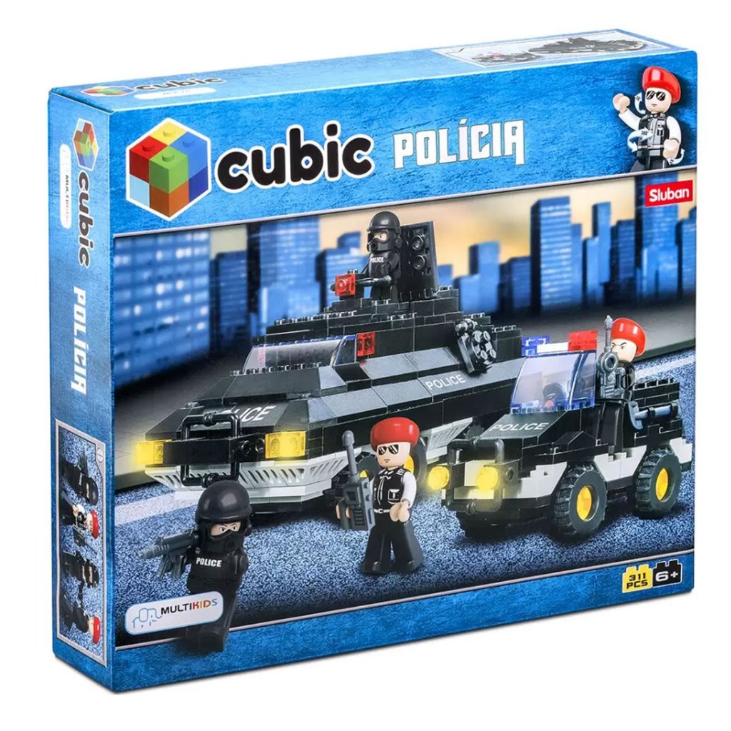 Cubic Polícia Swat Choque 311 peças 3 em 1 Com 4 Mini Figuras +6 Anos ...
