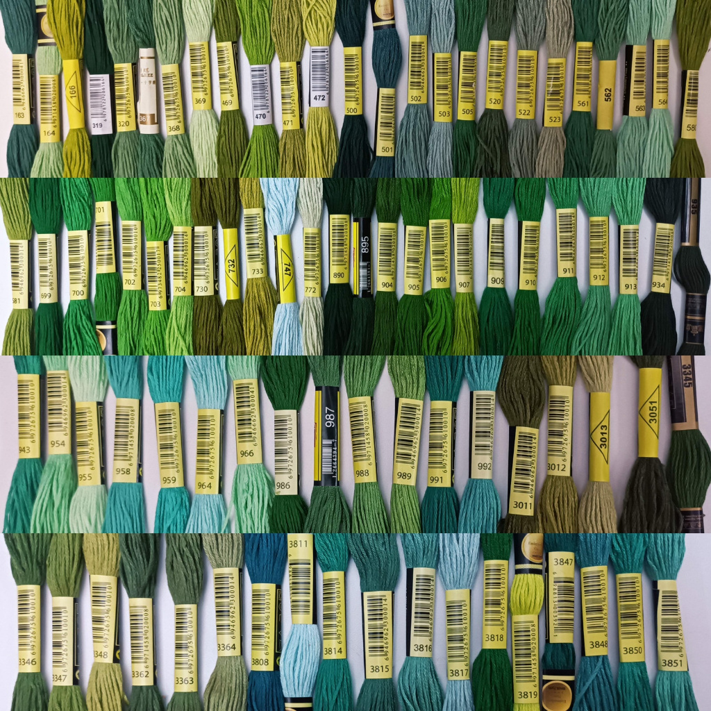 10 meadas ponto cruz numeradas, degradê, verde, 86 cores de escolha ...