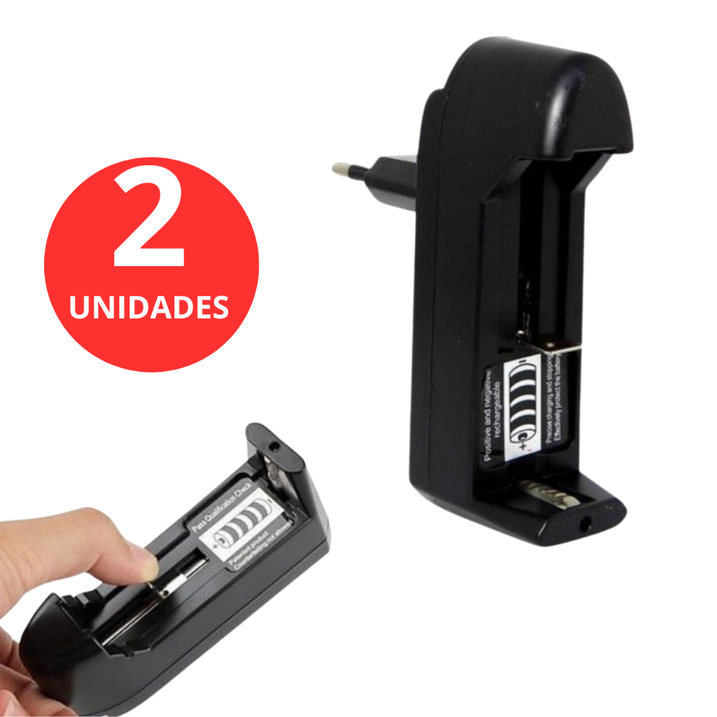 Kit 2 Carregador Bateria Pilha Recarregável de 3,7V 18650 16340 14500 ... Kit 2 Carregador Bateria Pilha Recarregável de 3,7V 18650 16340 14500 ...