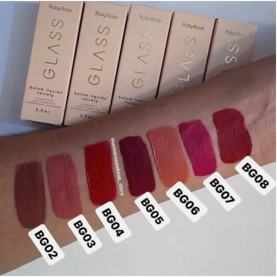 Batom líquido Velvety GLASS - By Ruby Rose | Shopee Brasil