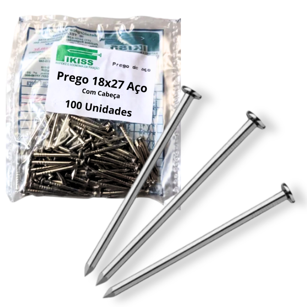Prego 18x27 Aço Com Cabeça 100 Unidades Fikiss | Shopee Brasil