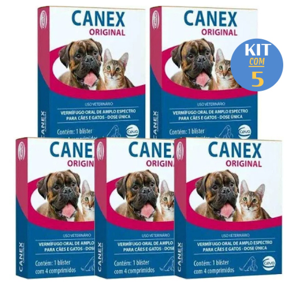 Canex Original 5 Caixas Remédio de Verme pra Cachorro Remédio de Verme ...