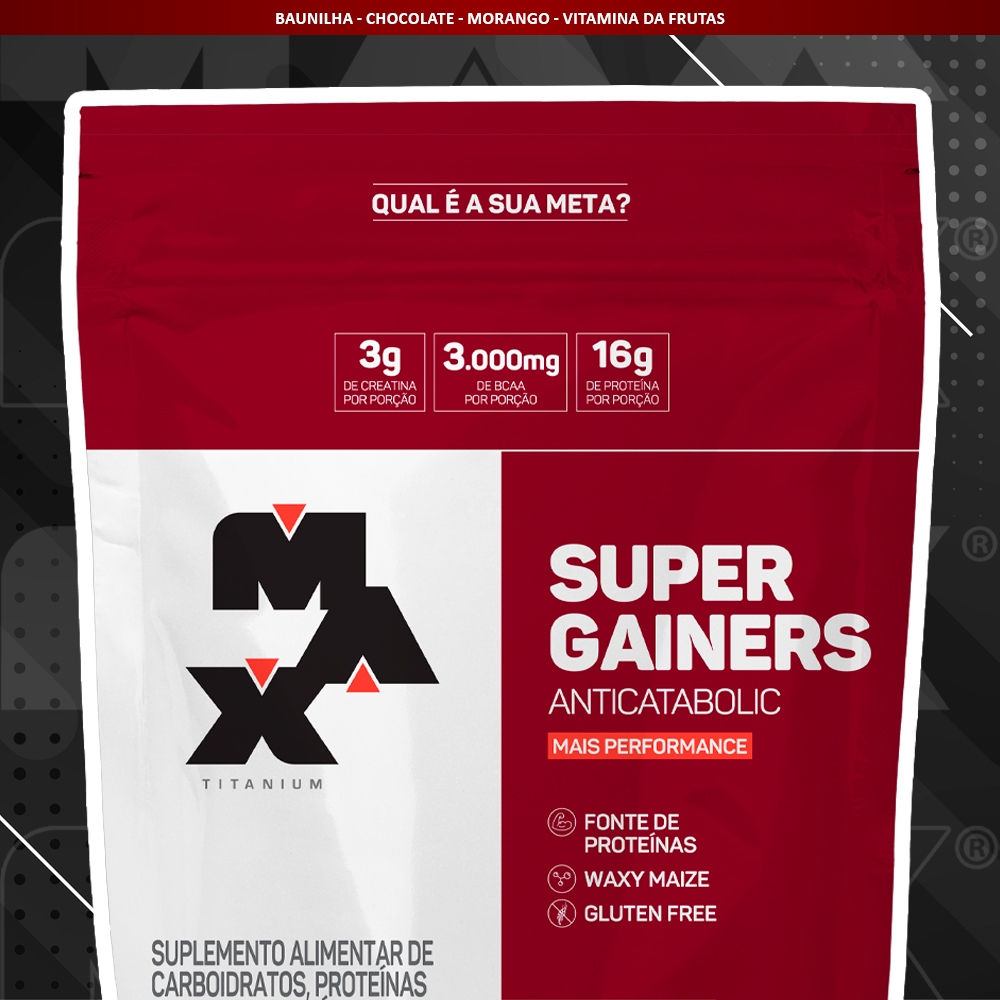 Hipercalórico Super Gainers Max Titanium 3kg Todos os Sabores | Shopee ...