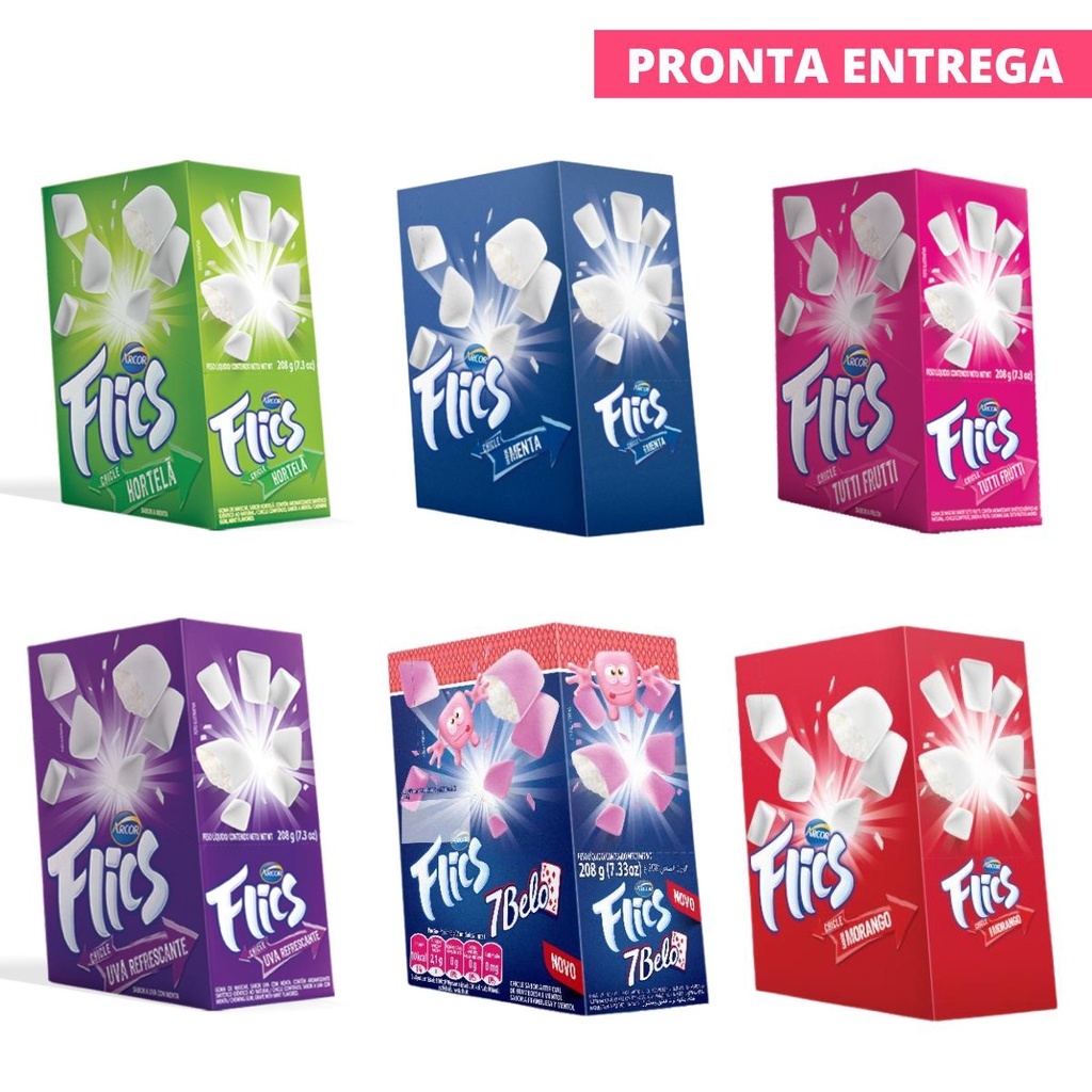 CHICLETE ARCOR FLICS DP 204G Escolha o sabor | Shopee Brasil
