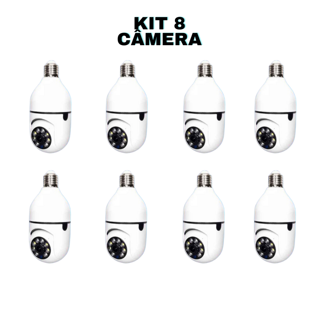 Kit 8 Câmeras de segurança a Prova D'água sem fio gira 360 com app ...