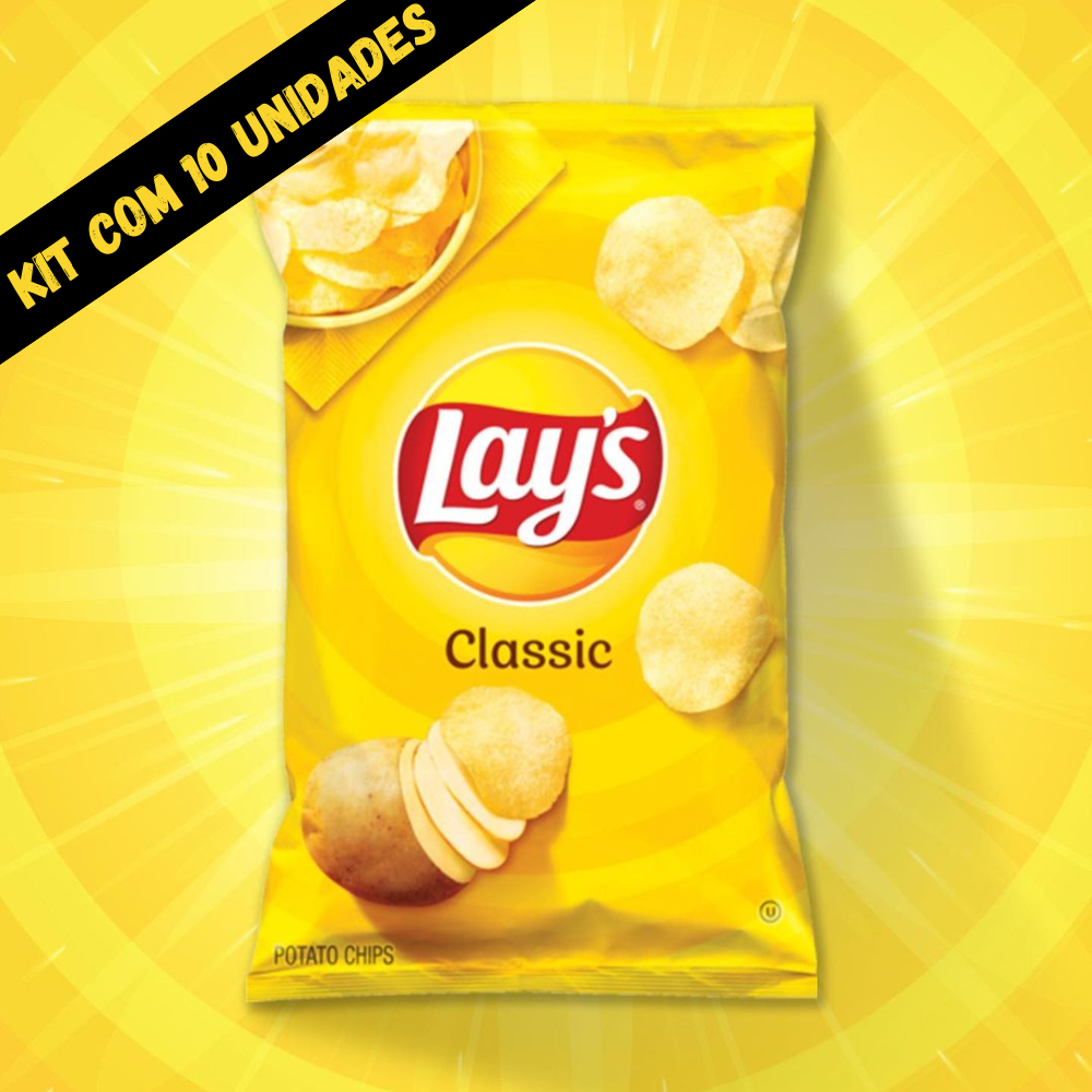 Kit com 10 Batata Frita Lisa Clássica Pacote 35g, 70g Lay's | Shopee Brasil