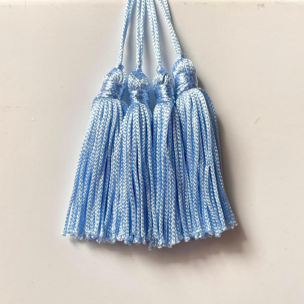 Franja Pingente Tassel De Seda Azul Bebê - 10 Unidades | Shopee Brasil