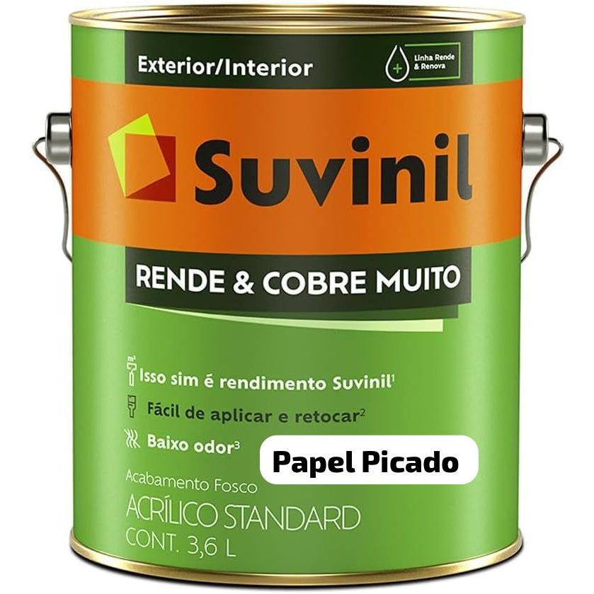 Tinta Papel Picado Suvinil 3,2L Acrilica Fosco Rende e Cobre Muito Anti ...