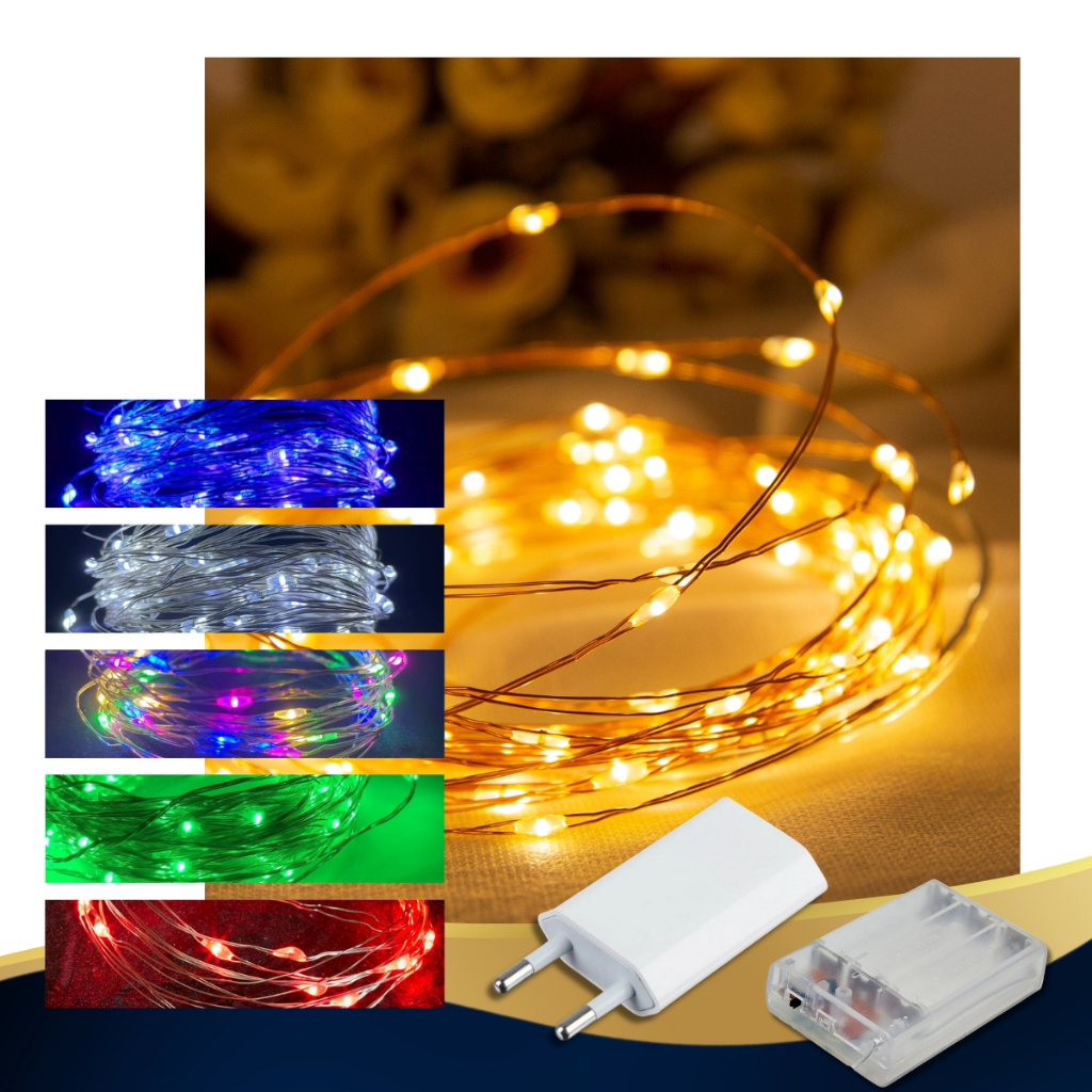 Fio De Fada Led Até 10 metros USB e Pilha Aljatec Varias Cores ...