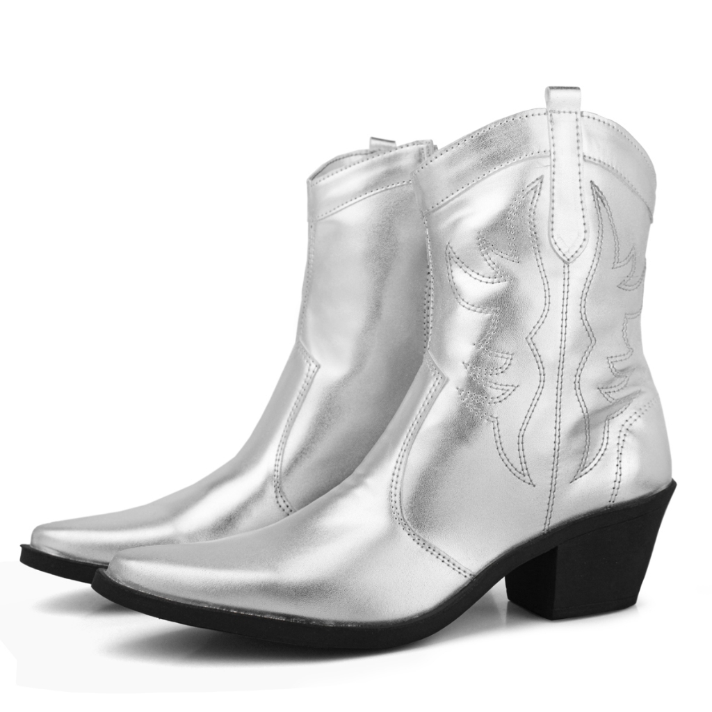 Bota Texana Modelo Ana.Boiadei Moda Prata Saltinho Macia Confortavel ...