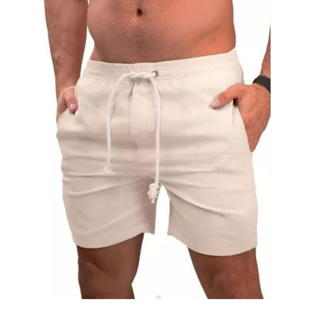 Short mauricinho masculino de linho , fecho em cordão com colso lateral ...