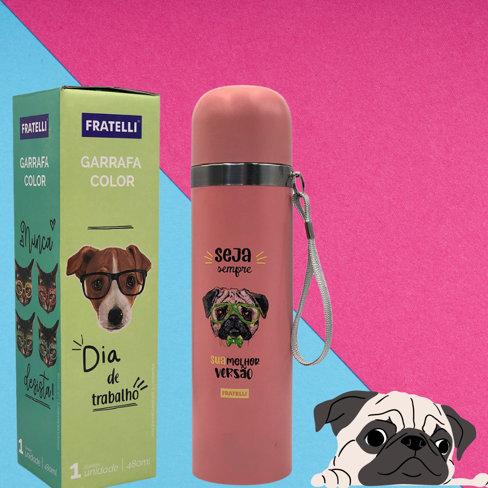 Garrafa Color Estampa Pet Inox 480ml | Shopee Brasil