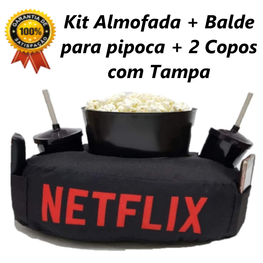 Kit Almofada C/Porta Pipoca - Balde +2 Copos Netflix | Shopee Brasil