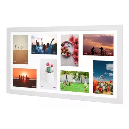 Painel Quadro Multifotos de Madeira Com Vidro Para Parede Com Moldura Pop Para 8 Fotos A4 10x15 ...