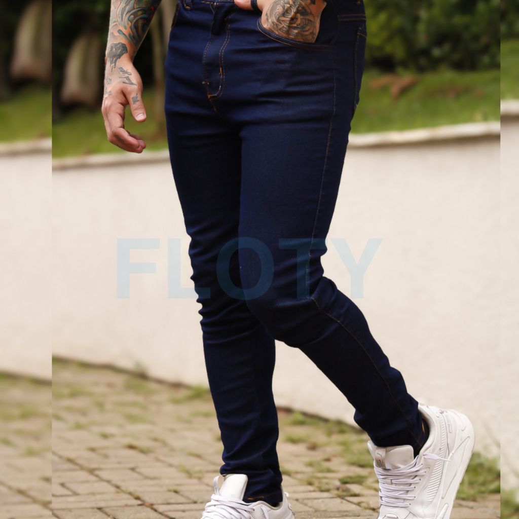 Calça Jeans Masculina Com Elastano Slim Confortável Básica Tradicional