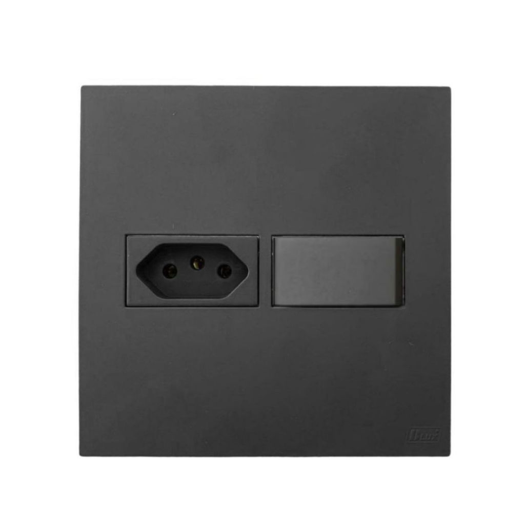 MONTE O SEU KIT: Conjunto 4x4 Tomada Preta 10a 20a Interruptor Simples Paralelo Recta Black ...