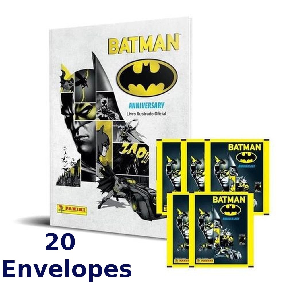 KIT ALBUM BATMAN 80 ANOS ALBUM CAPA DURA + 20 ENVELOPES PANINI PRODUTO ...