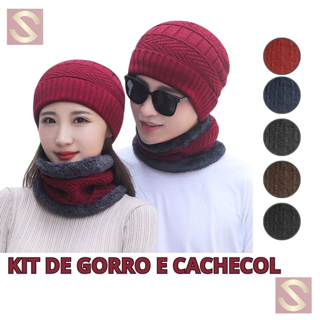 OFERTA!! KIT CONJUNTO TOUCA DE FRIO E CACHECOL ESTILO GOLA - GORRO DE ...