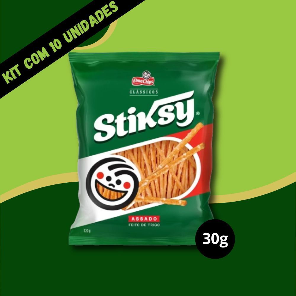 Kit com 10 Salgadinho De Trigo Elma Chips Stiksy Clássicos Pacote 30g ...