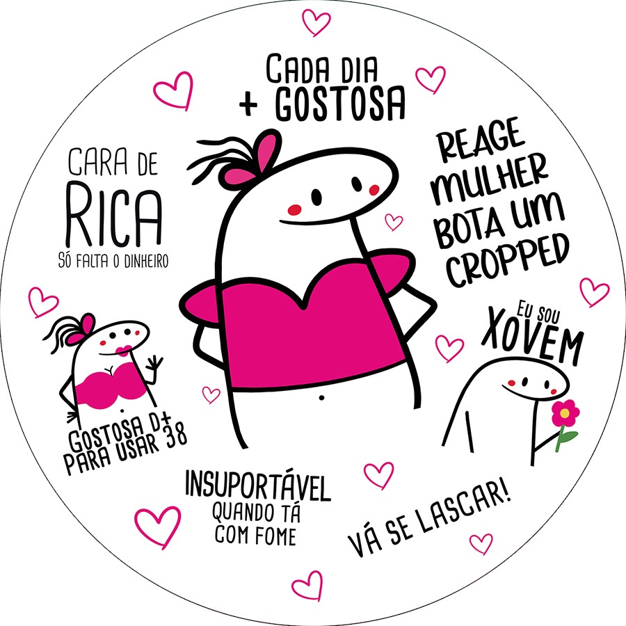 Painel De Festa Redondo Em Tecido - Flork Cropped Rosa 001 | Shopee Brasil