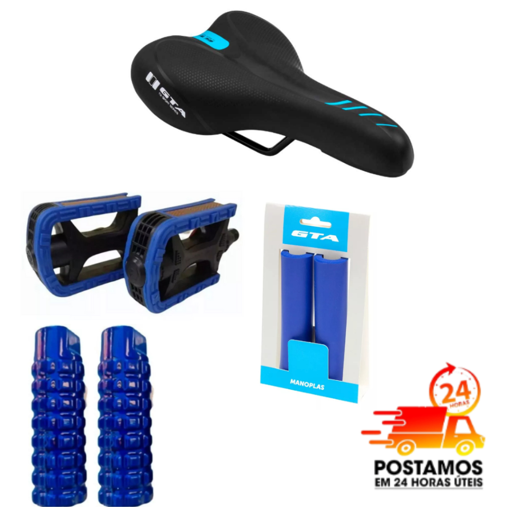 Selim GTA Banco para Bike 20 24 ou 26 + Manopla Silicone + Pedal Rosca ...