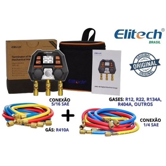 Manifold elitech MS-100 BLUETOOTH + 2 kits Mangueiras | Shopee Brasil