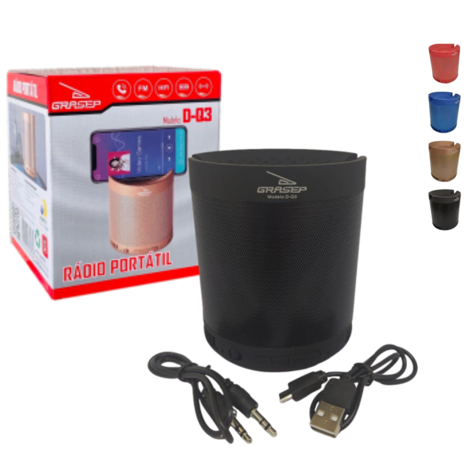 Caixa de Som Portátil Bluetooth 8W RMS: D-Q3 - Grasep | Shopee Brasil