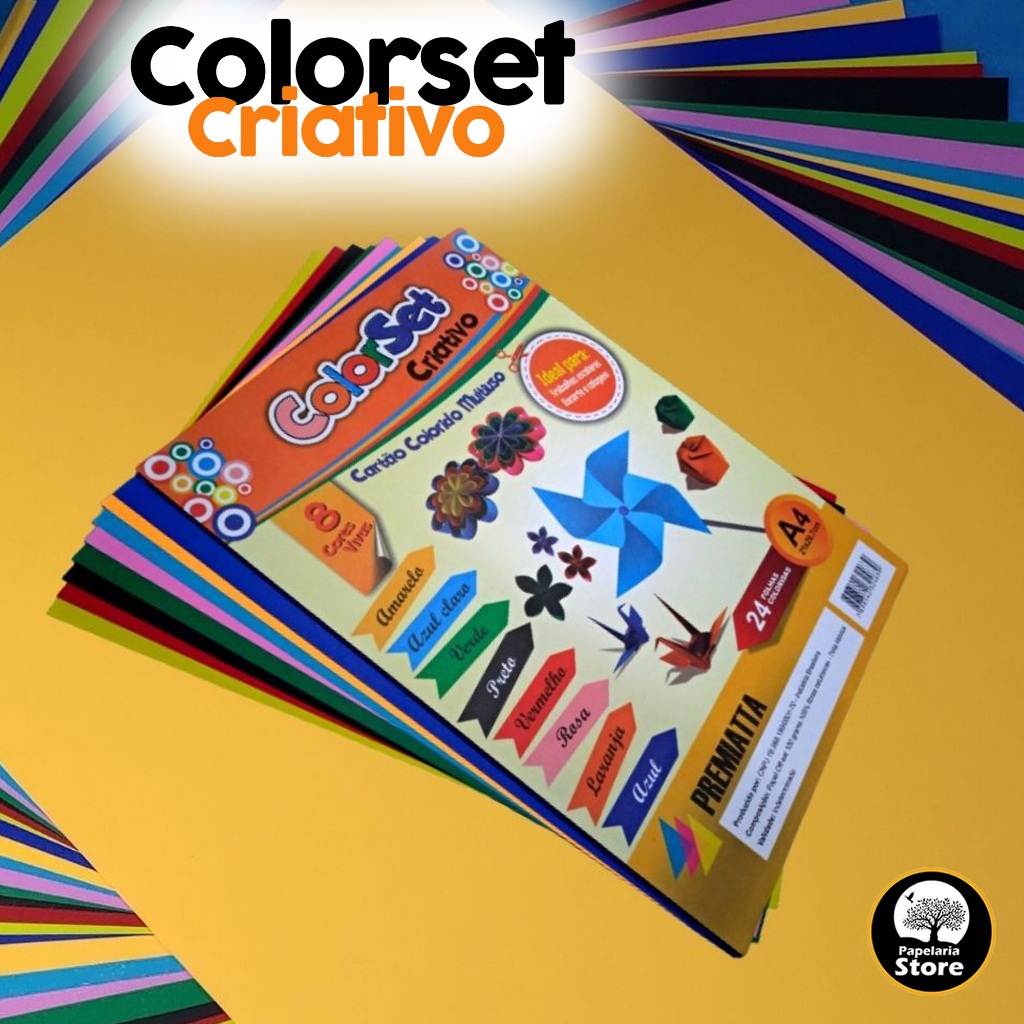 Papel Criativo Color Set A4 100g 8 Cores 24 Folhas Folha Colorida ...