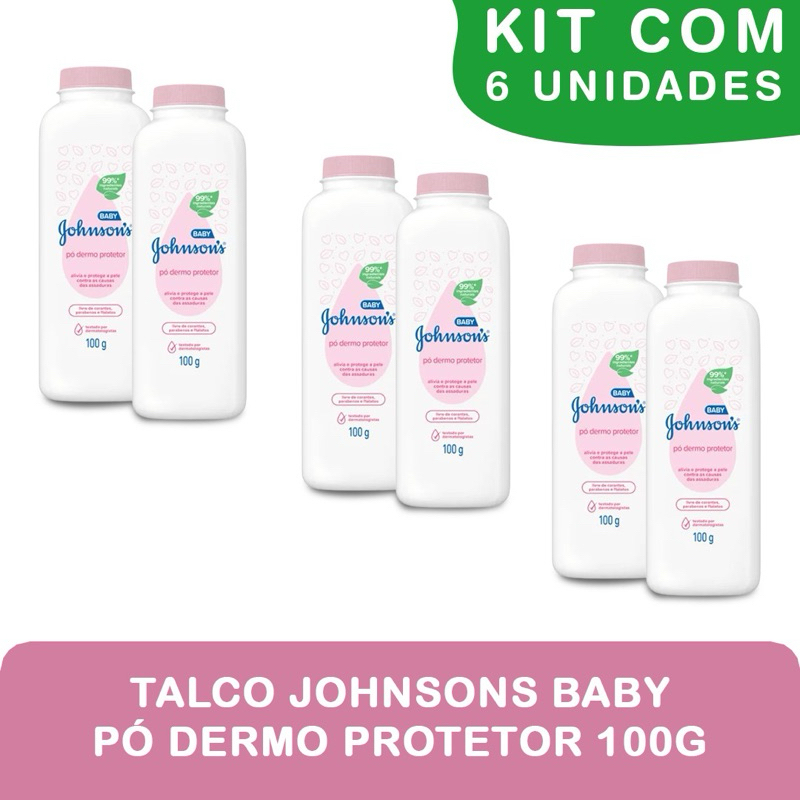 Kit 6un Talco Johnson’s Baby 100g cada - Nova Embalagem | Shopee Brasil