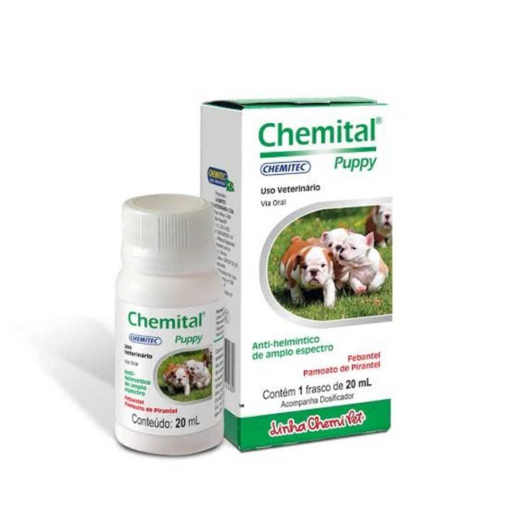 Chemital Puppy 20ml Vermífugo Para Cães Filhotes e Adultos Raças Mini ...