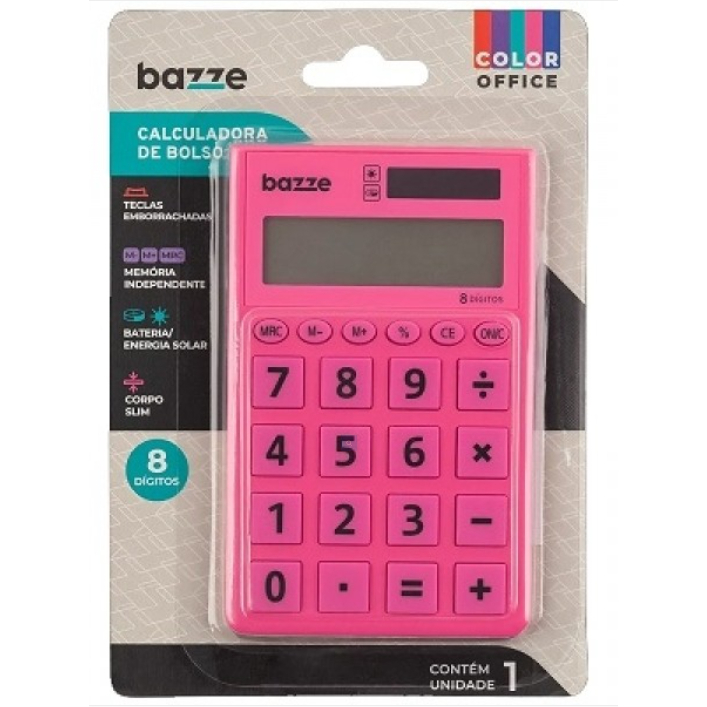 Calculadora Rosa Slim 8 Dígitos Color Office Bazze | Shopee Brasil