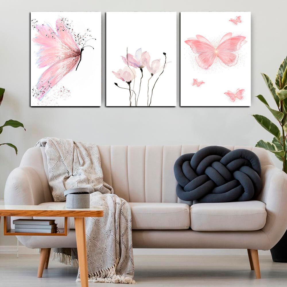 Quadros de decoração bonitos e delicado - borboletas flores- decoração ...
