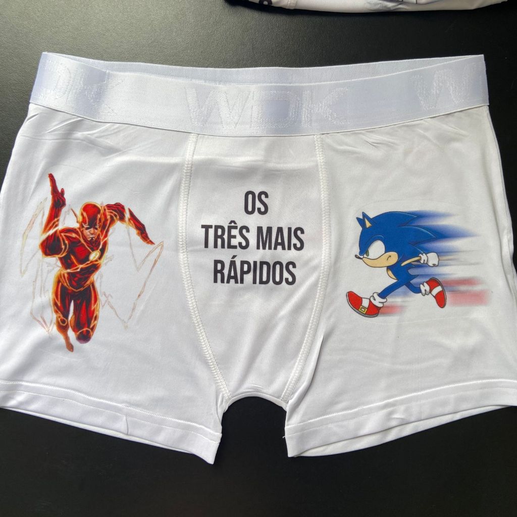 Cueca Box Personalizada Sonic e Flash "Os três mais rápidos - Faz a Boa!