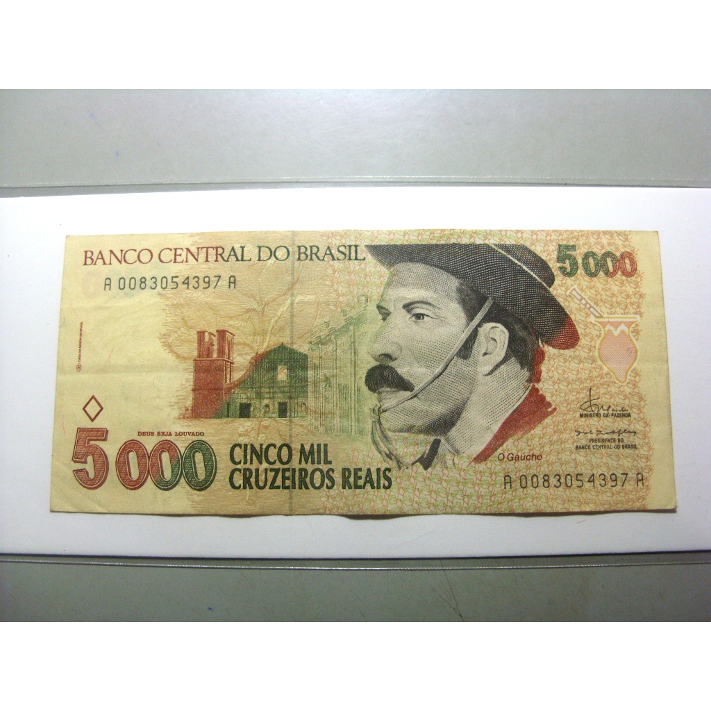 Bela Cédula 5000 Cruzeiros Reais 1993 C239 Gaúcho Mbc, Autentica. | Shopee Brasil