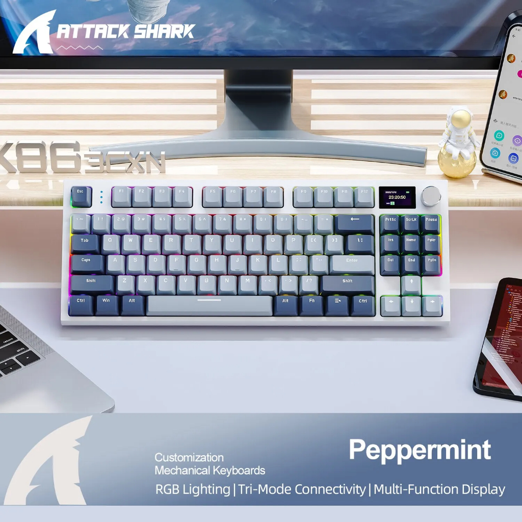 Teclado Mecânico Gamer Attack Shark K86 Switch WHITE | Shopee Brasil
