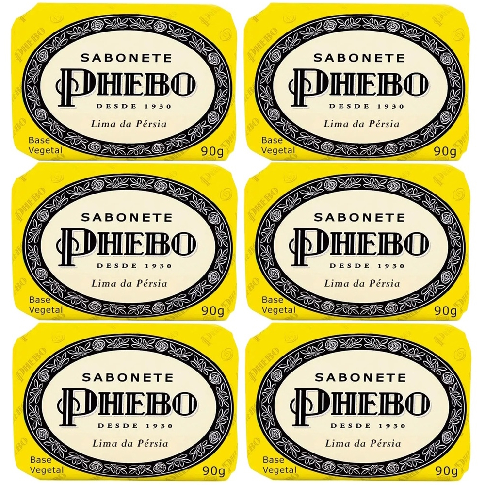 6 Sabonetes Phebo Lima da Pérsia Glicerinado Barra 90g Cada | Shopee Brasil