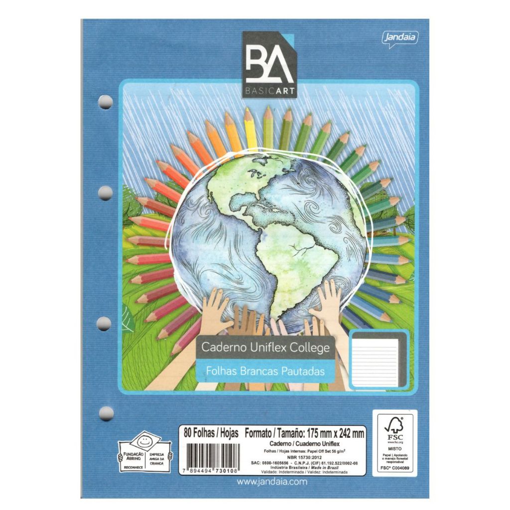 Refil Para Caderno Argolado Colegial 80 Folhas 56g/m² - JANDAIA | Shopee Brasil