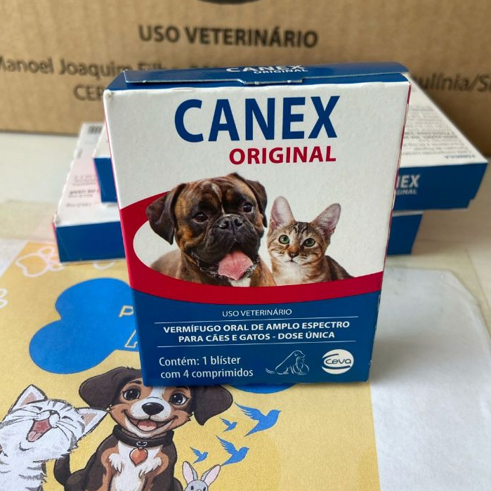 Vermifugo Canex Original Cachorro Gato - 4 Comprimidos Anti Vermes e ...