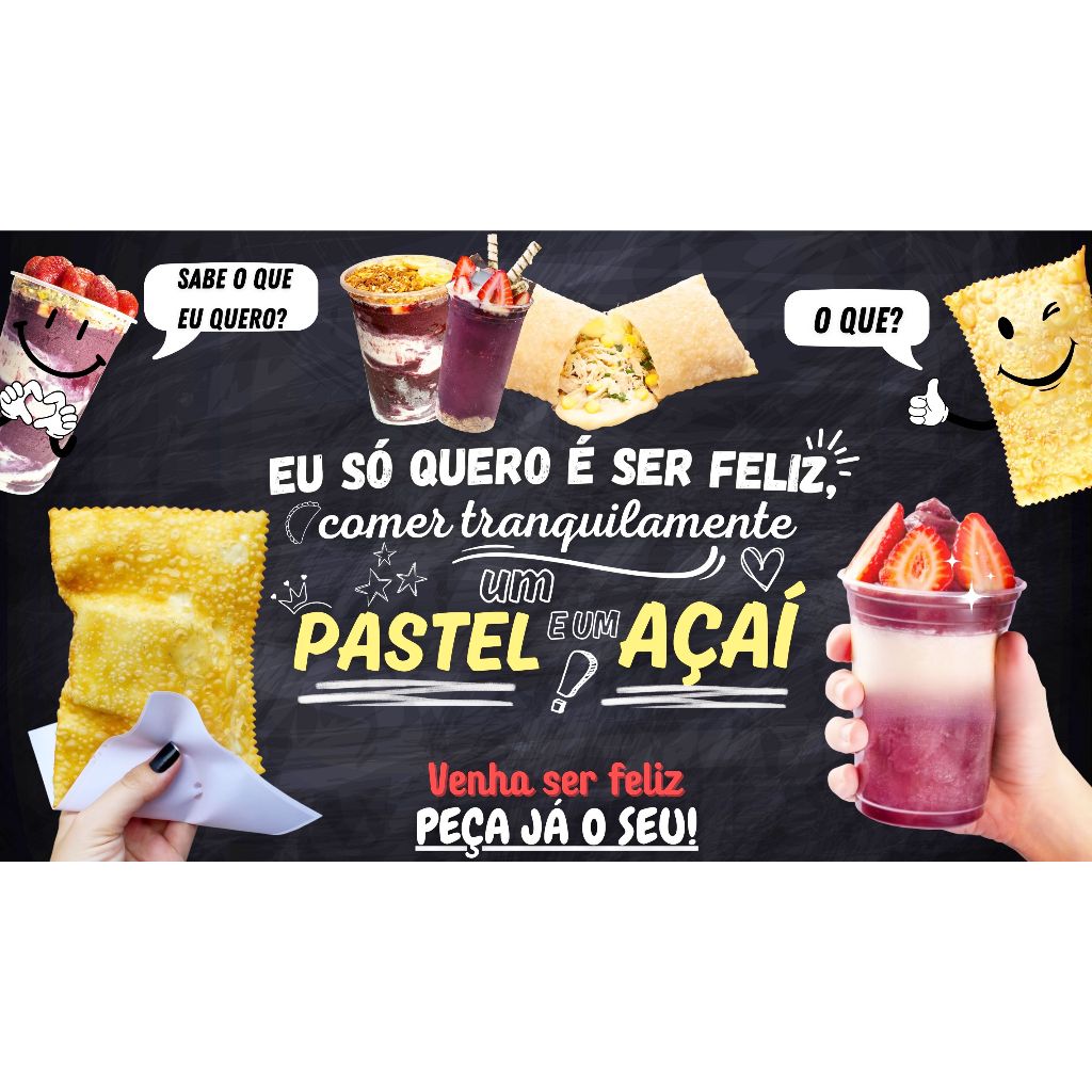 Adesivo de Parede Painel Pastel Doce Salgado Açaí Decorativo 1,16 x 67 ...