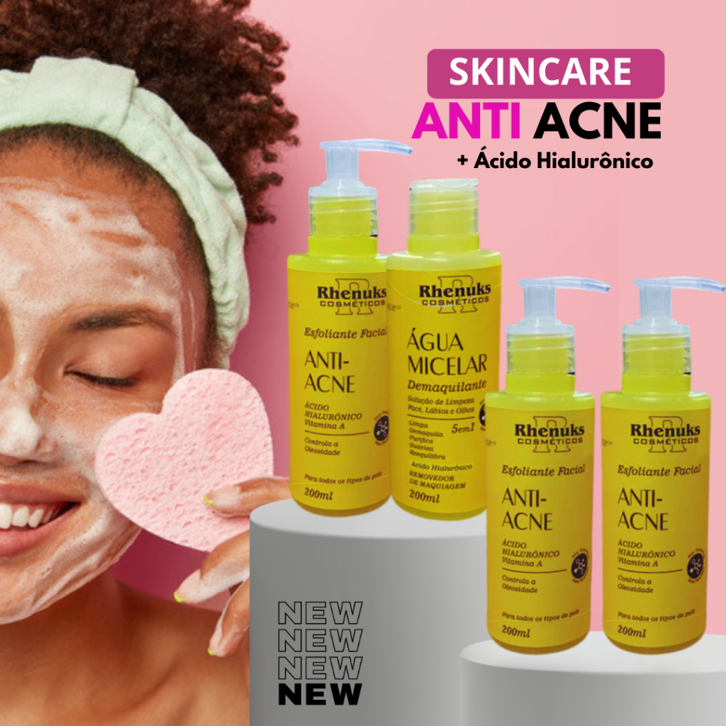 Kit Skin Care Anti Acne Espinhas Tratamento Facil com 4 unidades Kit Completo Skincare Rhenuks ...