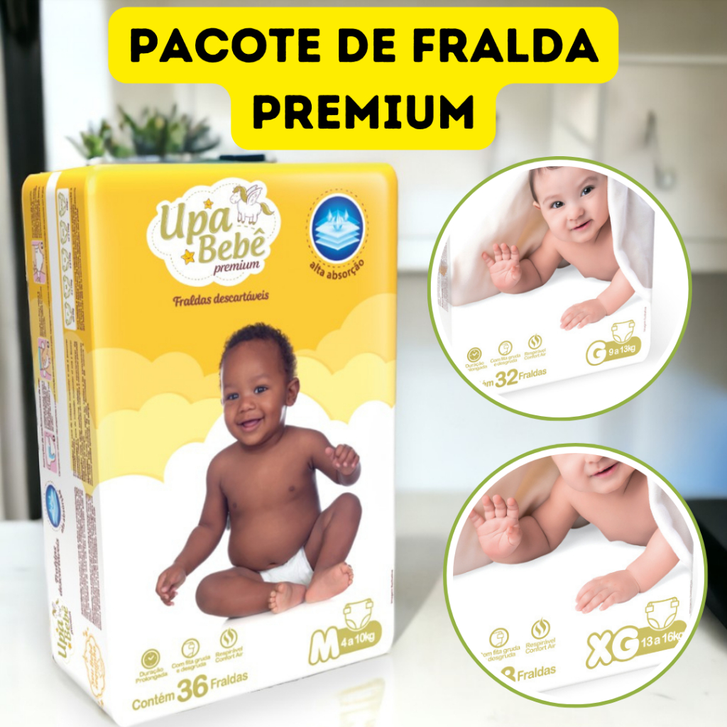 Pacote De Fralda Descartável Infantil Upa Bebê Premium Pacotão Escolha ...
