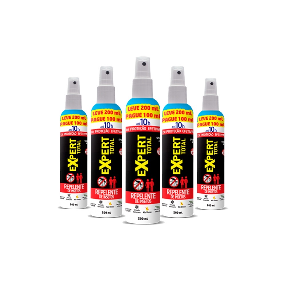 Kit 5 Repelentes De Insetos DEET Spray Expert Total 10h 200ml | Shopee ...