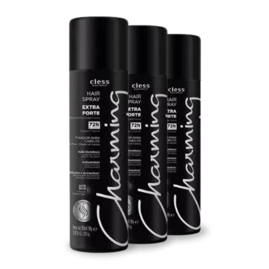 KIT FIXADOR SPRAY 150 ML LAQUE DE CABELO FIXADOR DE CACHOS CHARMING ...