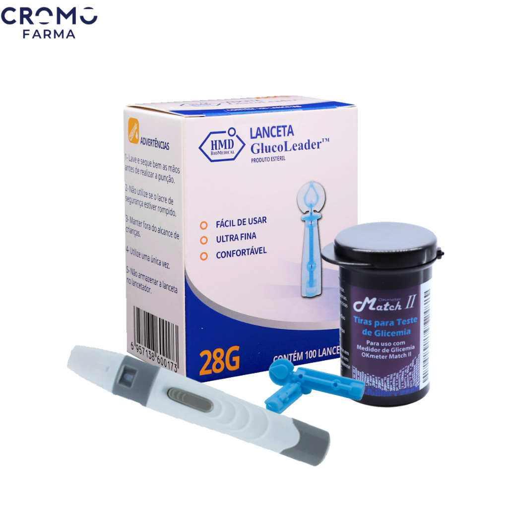 KIT 1 Frasco de Tiras Reagente Ok Meter Match II + 1 Caneta + 1 Caixa ...