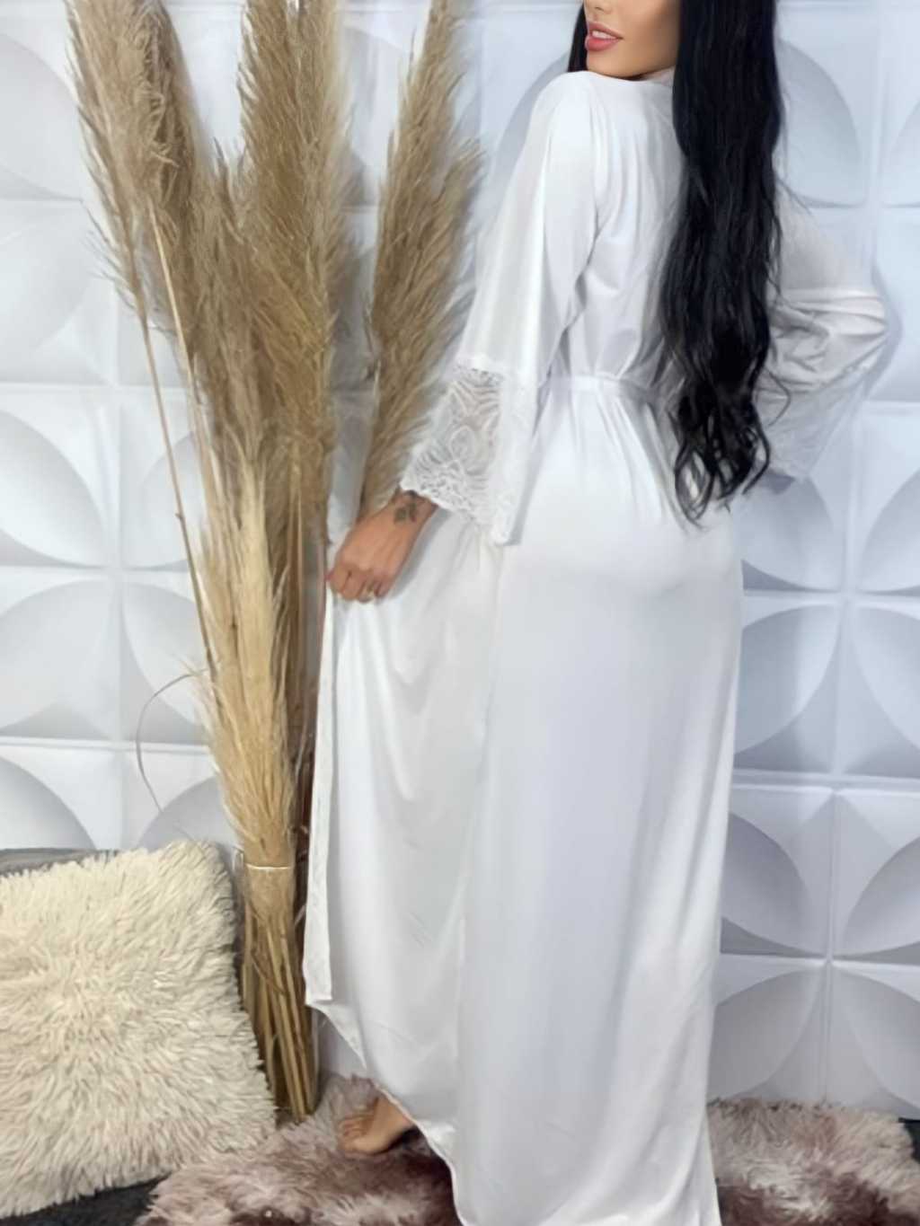 Robe Longo Feminino Com Renda Roupão Hobby Liganeti Hobe Noiva Luxo ...