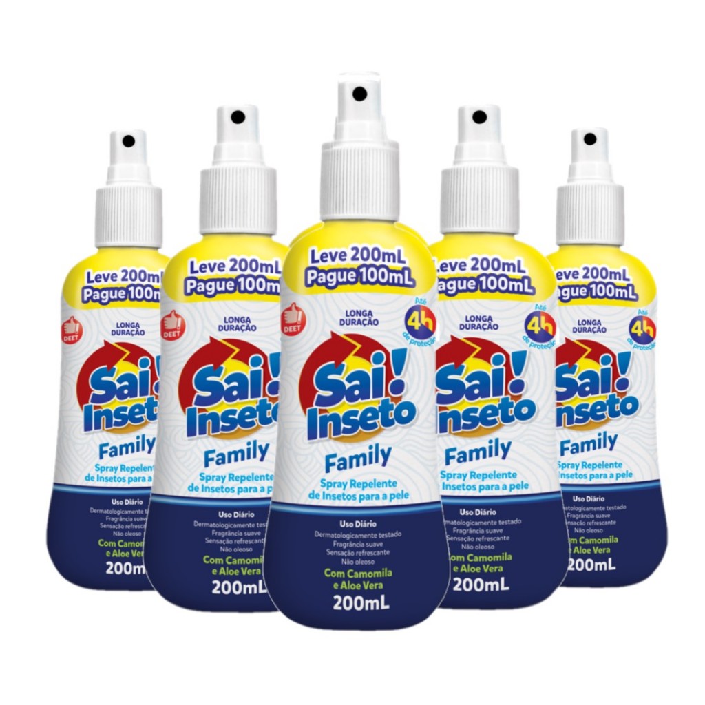 Kit 5 Repelentes De Insetos Spray Sai! Inseto Family Kids 4H Nutriex ...